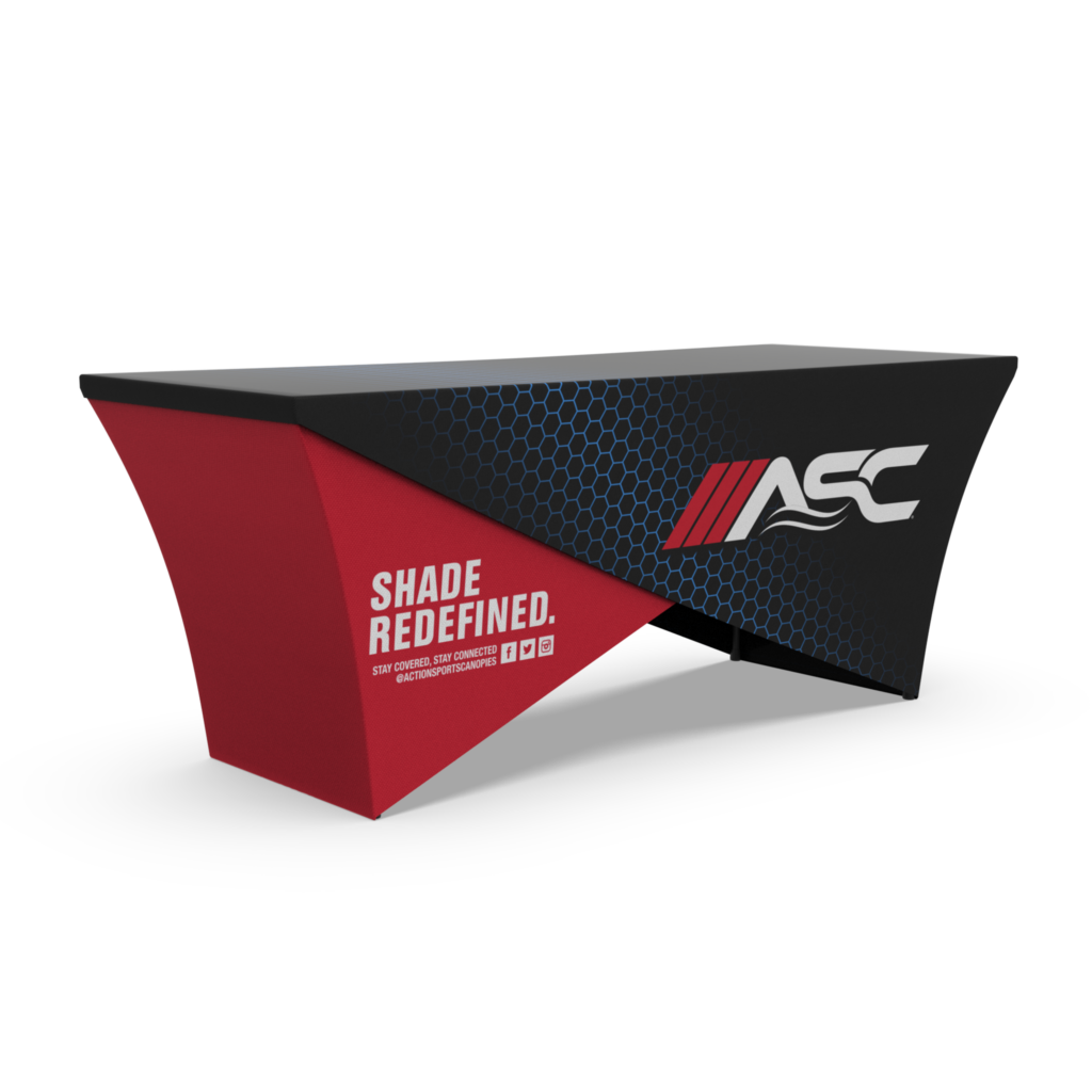 Custom Printed Table Covers & Tablecloths | Action Sports Canopies